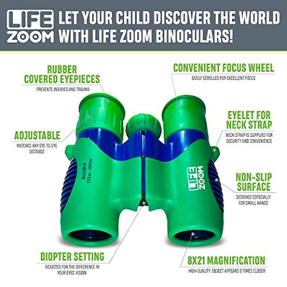 Kids Binoculars and Compass - 8x21 Compact Binoculars for Kids - High Resolution Real Optics - Bird Watching- Small Binoculars for Kids 5-12, Boys, Girls - Outdoor Play - Hunting - Camping