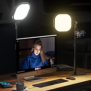 LitONES Desktop Video Conference Light for Zoom Meeting, Computer, Laptop, Work from Home with Nature Soft Light, Adjustable Brightness & Color Temp and Flexible Stand & Versatile Phone Holder