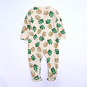 Kids Tales Baby Boys Long Sleeve Footies Zipper Romper Pineapple Pajama Bodysuit