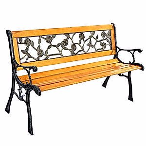 TYNB TYNB Garden Bench,Park Benches for Outside,Patio Porch Chair,Hardwood Patio Furniture Bench Deck Work Entryway Yard Lawn,Bronze & Natural, GB-W512, 49.5x 20.5 x 29 inch