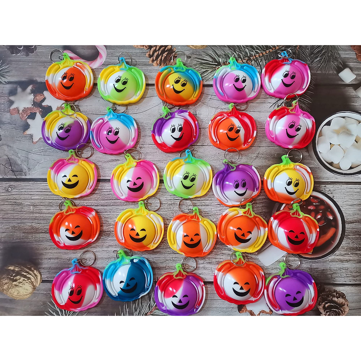 Roaqua Bulk 30 Packs Pumpkin Push Fidget Bubble Mini Pop Fidget for Teens and Kids,Small Birthday Halloween Party Favors Supplies and Classroom Student Prizes Gifts