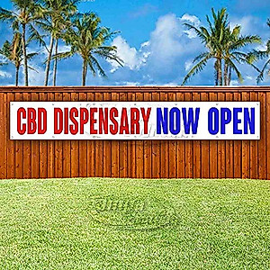 CBD Dispensary Now Open Extra Large 13 oz Banner Heavy-Duty Vinyl Single-Sided with Metal Grommets