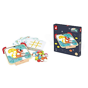 Janod I Am Learning Colors Magnetic Chips Game Set with 20 Activities and Chalk Board - Ages 2+ - J05321