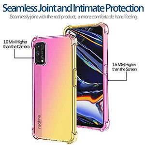 KOARWVC Case for Realme 7 Pro Case RMX2170 Case, Crystal Clear Case Gradient Slim Anti Scratch TPU Shockproof Protective Phone Cases Cover for Realme 7 Pro (Pink/Gold)