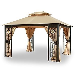 Garden Winds Art Glass Gazebo Replacement Canopy Top Cover and Netting- RipLock 350