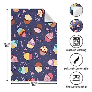 Bolaz Cute Little Cupcakes Kitchen Towel, Dish Towels Quick Drying Tea Towels Absorbent Hand Towels for Kitchen Sink Dinner Table 28 x 18 Inches, Set of 6