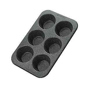 Monfish Jumbo Muffin Pan Extra Large Cupcake Tins 3.5x1.77 Cup Carbon Steel Non Stick Coating Black Granite Finish