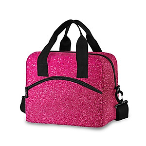 ALAZA Hot Pink Glitter Lunch Bags for Women Crossbody Lunch Bag lunch Box Lunch Cooler Bag(228be3e1)