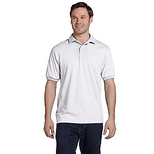 Hanes Men's Short-Sleeve Jersey Polo (Pack of 2), White, Large