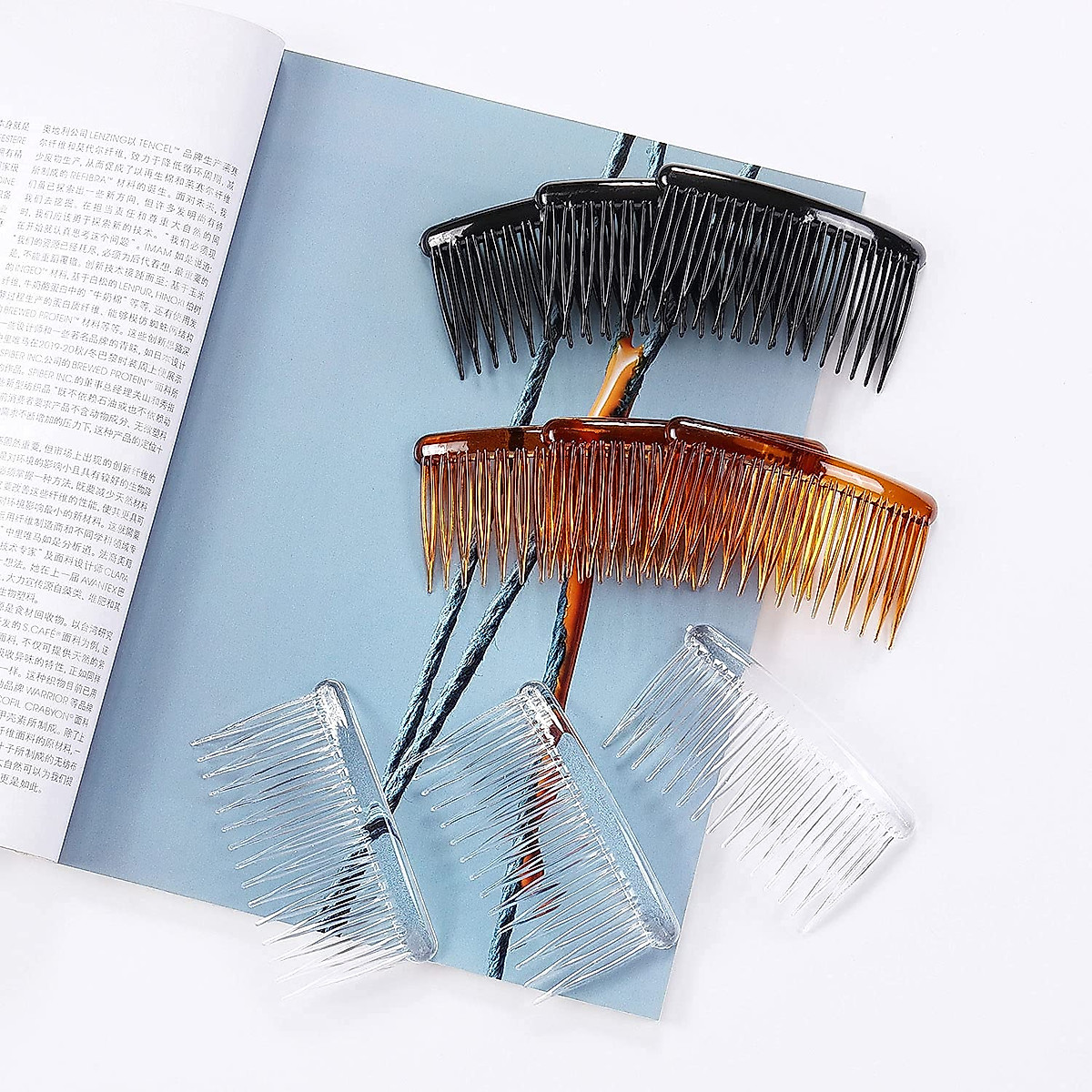 Lawie 30 Pack Clear Black Brown Small Plastic Side Hair Comb With Teeth Hairpins Grips for Women Bridal Wedding Veil Decorative Headpiece French Twist Updo Bun Accessories