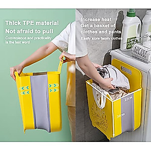 Plastic Laundry Hamper Wall Hanging Groceries Dirty Clothes Storage Containers,Compact Collapsible Dead Laundry Hamper for Bathroom Bedroom Kitchen,Folding Storage Baskets-White 46x39x22cm(18x15x8.6in