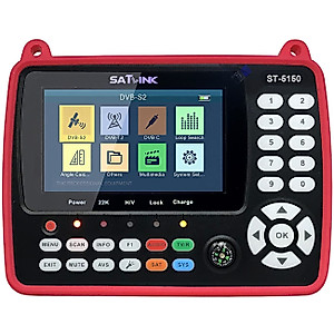 Satellite finder Signal Finder, VISLONE HD Satellite TV Signal Finder ST-5150 DVB-S2/T2/C COMBO Digital Handheld Signal Meter Satellite Finder H.265 HEVC MPEG-4 4.3 Inch TFT LCD US Plug