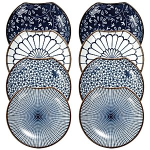 Goaste 8 Pack Ceramic Spoon Rest, 4.7" Cooking Utensil Rest Holder, Stackable Kitchen Gadget Spoon Cradle for Stove Top, Kitchen Counter, Housewarming Gifts, Vintage Blue