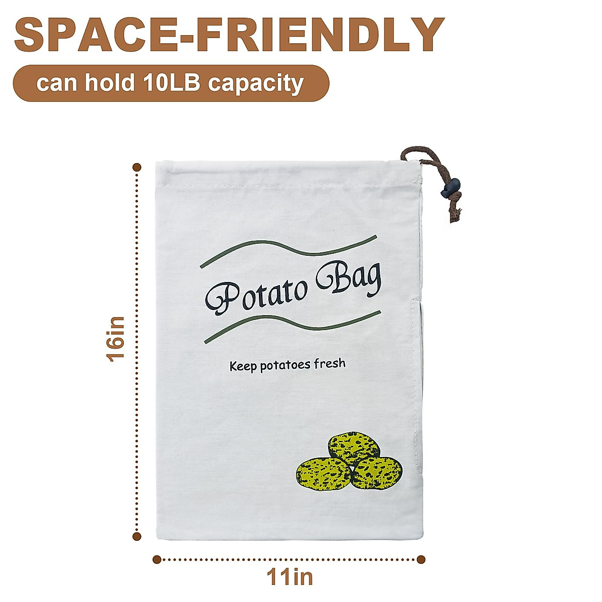 Miles Kimball Potato & Onion Sprout-Free Vegetable Storage Bags - White