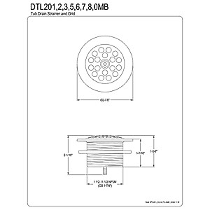 Kingston Brass DTL201 Bath Tub Drain Strainer and Grid, Polished Chrome