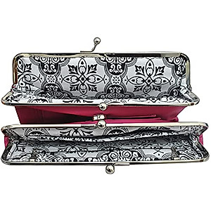 NGIL Double Frame Vintage Style Clutch Purse Wallet (HOTPINK)