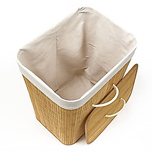 Welcome Industrial Bamboo Clothes Hamper - Clothing Basket with Carrying Handles - Rectangle