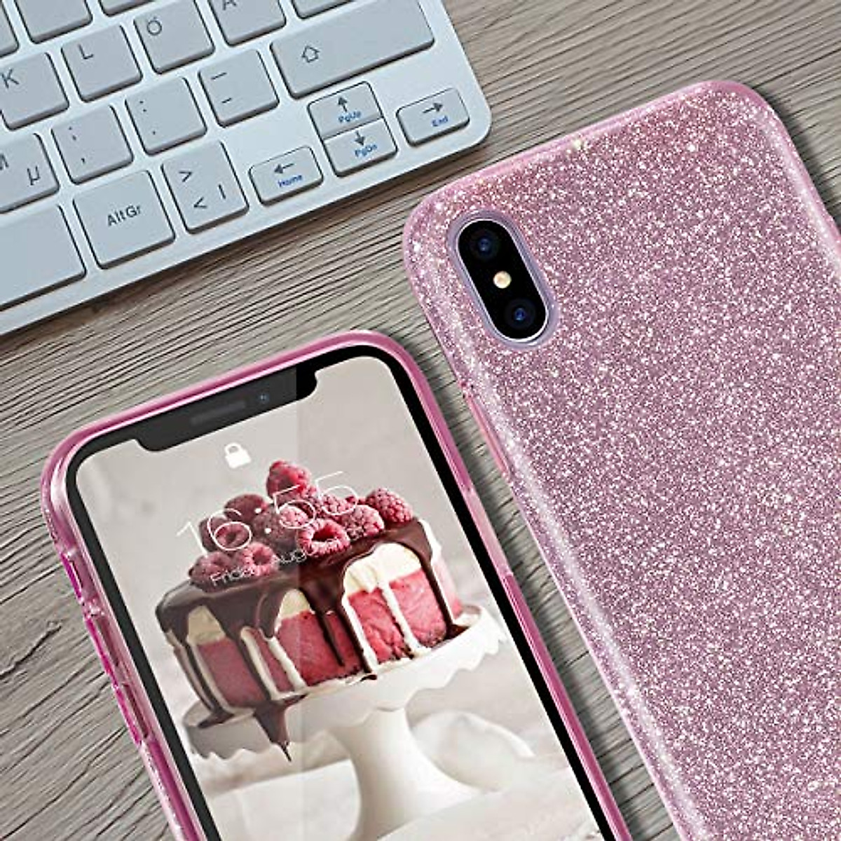 MATEPROX iPhone Xs Max case,Bling Sparkle Cute Girls Women Protective Case for iPhone Xs max 6.5"(Pink)