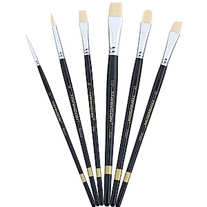Transon Paint Brush Set 6pcs Art Painting Synthetic Bristle for Acrylic Watercolor Gouache Oil Leather Canvas and Face Painting