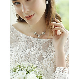 YERTTER Wedding Bridal Back Necklace Silver Rhinestone Backdrop Necklace Body Chain Crystal Wedding Prom Brithday Party