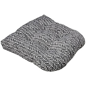 Pillow Perfect - 609973 Outdoor/Indoor Herringbone Slate Tufted Seat Cushions (Round Back), 19" x 19", Gray, 2 Pack