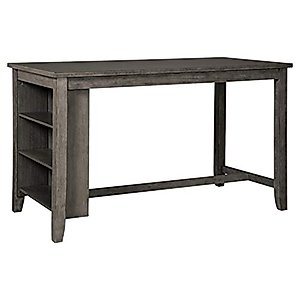 Signature Design by Ashley Caitbrook Rustic Counter Height Dining Table with Storage, Dark Gray