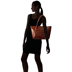 Mauzari Women's Leather Tote with Woven Handle (Koa)