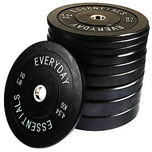BalanceFrom Color Coded Black Olympic Bumper Plate Weight Plate with Steel Hub, 260LB Set, 2x 10/15/25/35/45LB