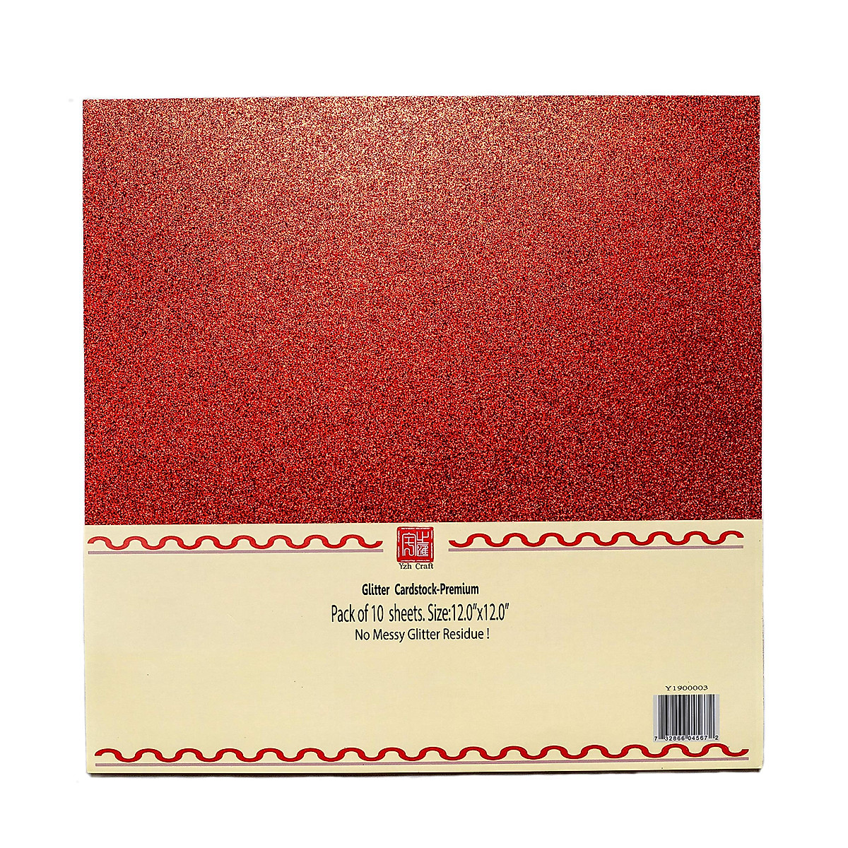 YZH Crafts Glitter Cardstock Paper, No-Shed Shimmer Glitter Papers, Cut Craft and DIY Projects Card stock, Sparkly Paper for Card Making, 12 x 12 Inch, 10 Sheets, 250 GSM (Red)