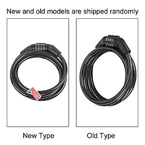 Bike Lock Cable, Security Bike Lock with 4 Digit Combination Bicycle Lock for Outdoor Equipment