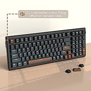 MageGee 98 Keys Mechanical Gaming Keyboard, Brown Switch, 96% Compact Layout LED Blue Backlit Wired Keyboard with Numpad Arrow Keys, for PC Laptop, for Game and Office, Black
