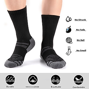 COOPLUS Mens Performance Crew Socks, Heavy Cushion Athletic Durable Work Socks for Men (5 Pairs)