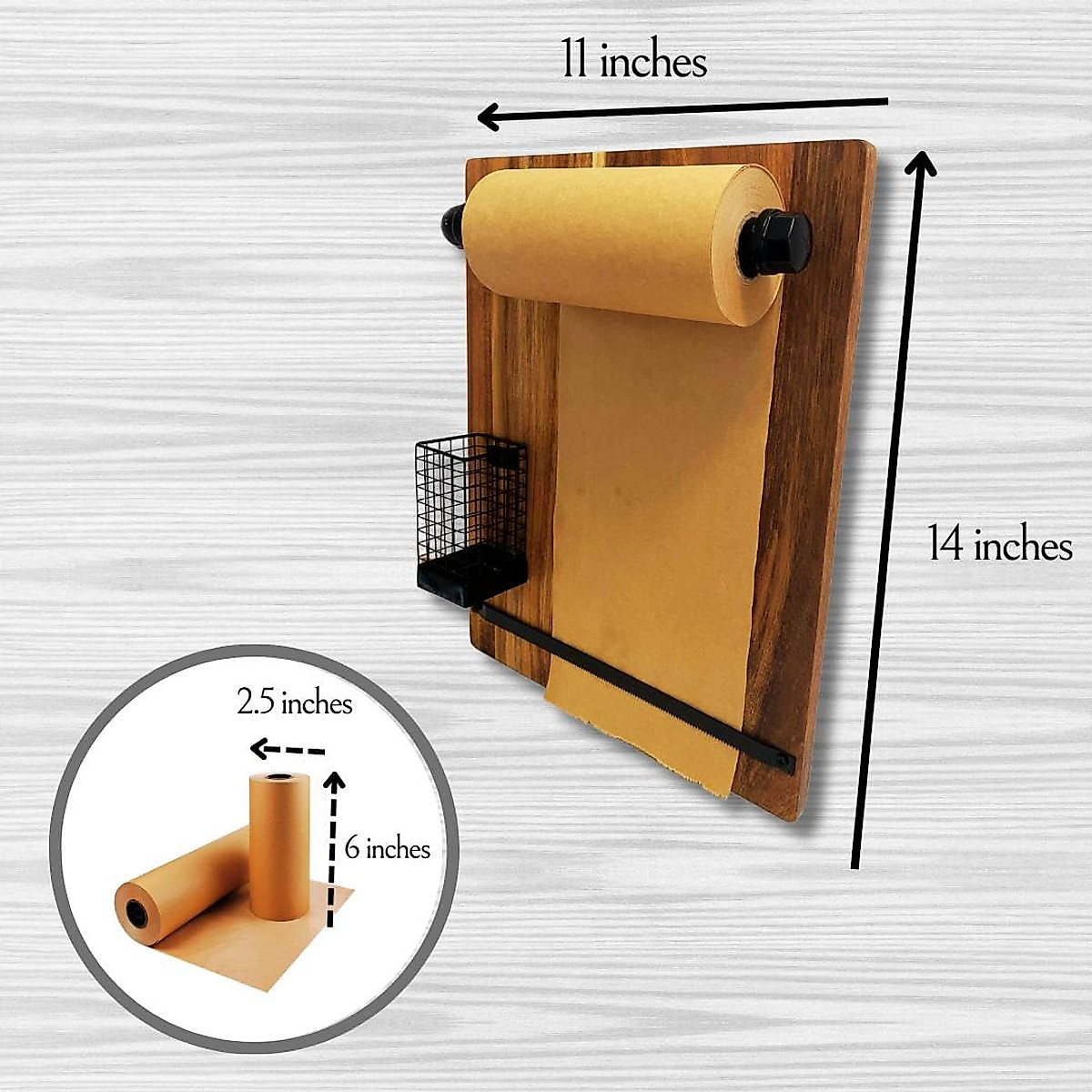 Kraft Paper Dispenser - Wall Mounted Paper Roll Dispenser - Decorative Message Boards for Wall - Hanging Notepad Holder - to Do List Board - Kitchen Decorations Rustic - Message Board