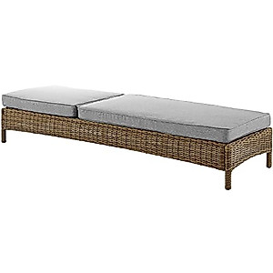 Crosley Furniture Bradenton Reclining Wicker Outdoor Chaise Lounge Chair for Patio, Deck, Backyard, Poolside, Weathered Brown with Gray Cushions