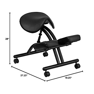 EMMA + OLIVER Ergonomic Kneeling Office Chair with Black Saddle Seat