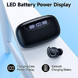 TAGRY Wireless Earbuds Bluetooth Headphones 120H Playtime IPX7 Waterproof Ear Buds Power Display Earphones with Mic and 2600mAh Charging Case for Sports Laptop TV Computer Phone Gaming