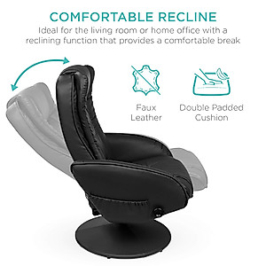 Best Choice Products Faux Leather Electric Massage Recliner w/Stool Footrest Ottoman, Remote Control, 5 Heat & Massage Modes, Side Pockets - Black