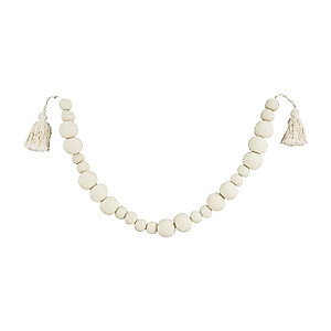 Mud Pie, White, Pom Tassel Garland, 60"