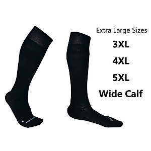 HOYISOX Big and Tall Compression Socks Comfortable Wool Knee High Socks for Men and Women (as1, alpha, 5x_l, regular, regular, Dark Black)