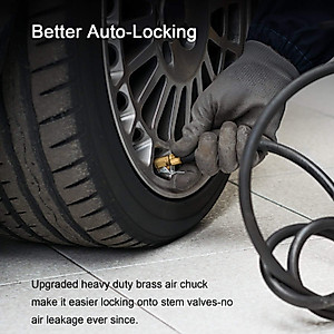 AstroAI Air Chuck, Heavy Duty Closed Flow Lock On Tire Chuck with Clip for Inflator Gauge Compressor Accessories, Yellow, 2 Pack