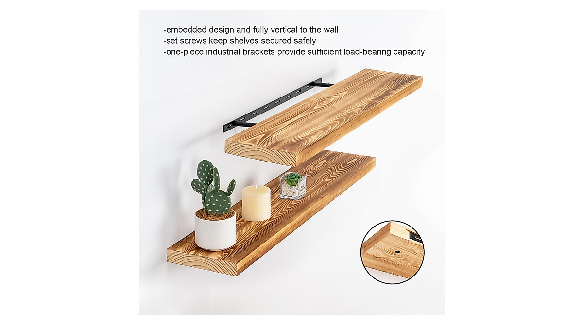 Axeman Rustic Floating Shelves - 36 Inch Wooden Décor