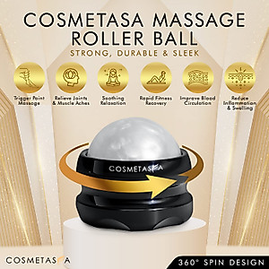 Cosmetasa Massage Roller Ball- Soothes Back, Shoulder, and Foot. Self, Relaxing, Massage Therapy Tool for Sore, Tired Muscles