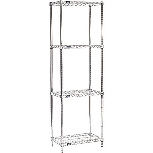 Nexel 14" x 24" x 74", 4 Tier Adjustable Wire Shelving Unit, NSF Listed Commercial Storage Rack, Chrome Finish, leveling feet