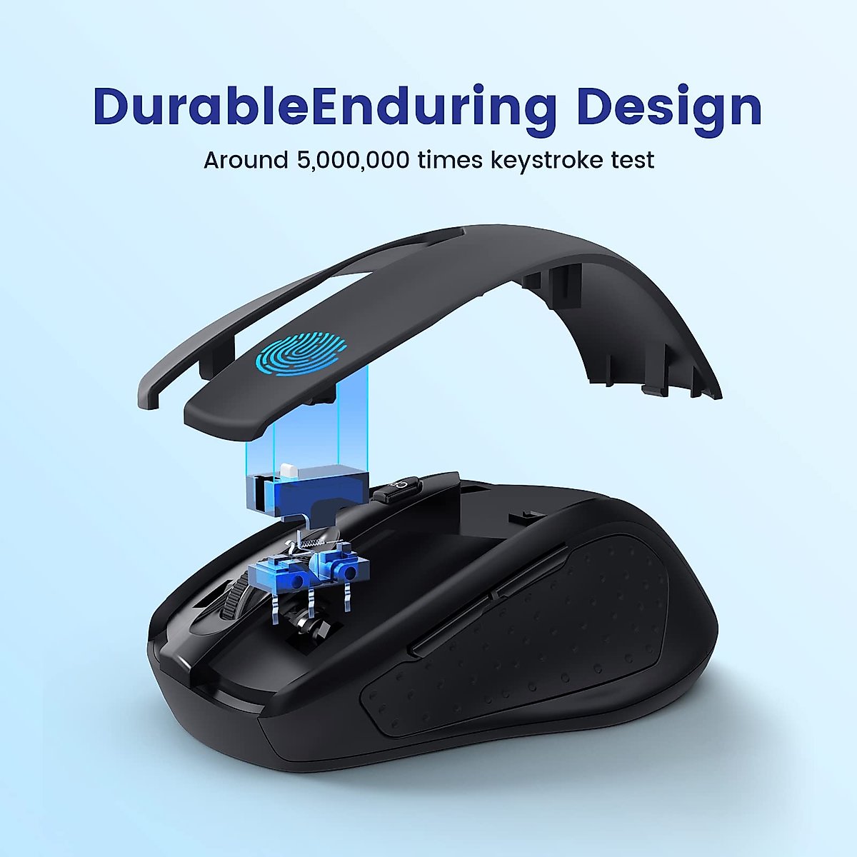LODVIE Wireless Mouse for Laptop, 2400 DPI Wireless Computer Mouse with 6 Buttons,2.4G Ergonomic USB Cordless Mouse,18 Months Battery Life Mouse for Laptop PC Mac Computer Chromebook MacBook - Black