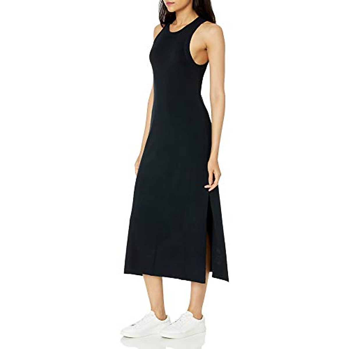 The Drop Women's Gabriela Halter Neck A-Line Side Slit Maxi Dress, Black, XL