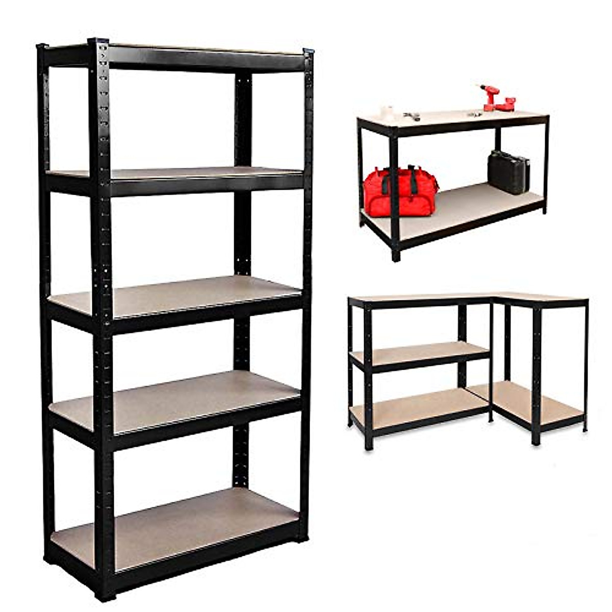 5-Tier Storage Shelves Unit 150x70x30cm Saving Space Heavy Duty Steel Multi Purpose 5 Level Adjustable Metal Garage Shelfing