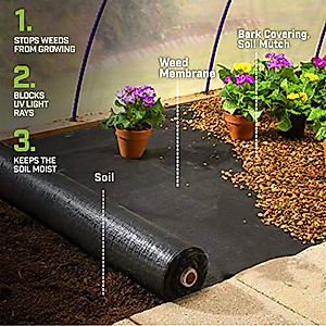 3FT X 50 FT Weed Barrier Landscape Fabric Heavy Duty - Woven Weed Fabric for Gardening - Weed Barrier Fabric for Ground Cover - Weed Mat Garden Tarp to Prevent Weeds