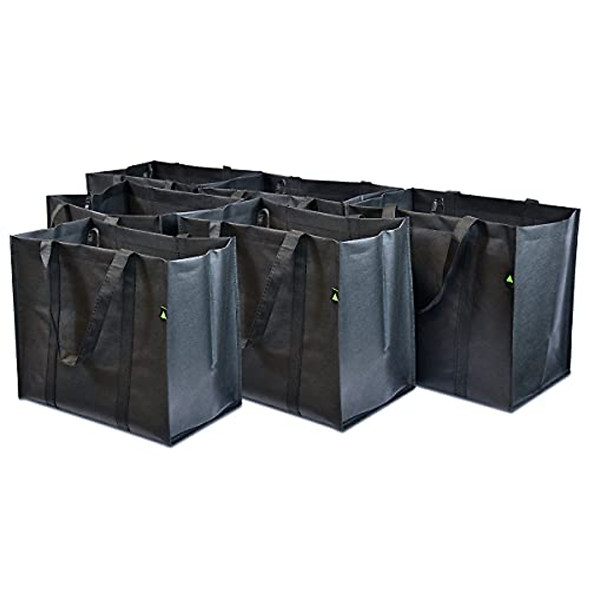 Reusable Grocery Bags Heavy Duty - 5 Pack Extra Large Collapsible Market Totes with Handles, Strong Washable Cloth Fabric Foldable Shopping Bags with Rigid Plastic Bottom for Produce, Food - 15x9.5x13