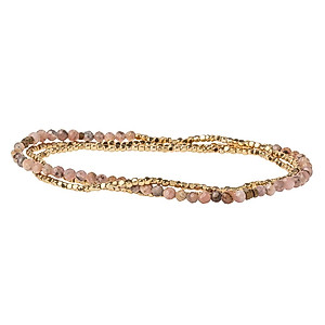Scout Curated Wears - Women's Delicate Stone Wrap Bracelet & Necklace - Rhodochrosite/Gold - Stone of Love