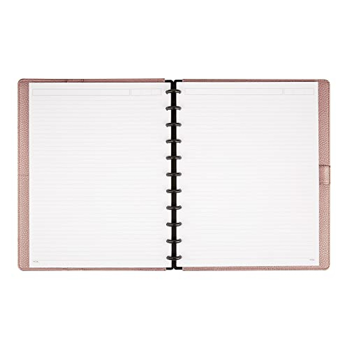 TUL® Discbound Notebook, Elements Collection, Letter Size, Leather Cover, Rose Gold/Pebbled, 60 Sheets